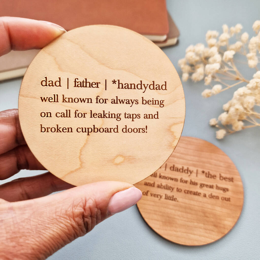 Personalised Wooden Dad Definition Coaster, Fathers Day – Joanna Emily Personalised Wooden Dad Definition Coaster, Fathers Day – Joanna Emily
