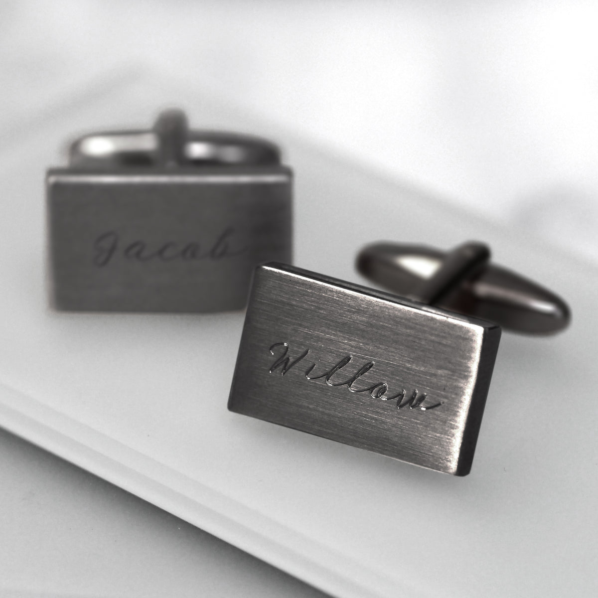 Personalised Rectangular Name Cufflinks – Joanna Emily