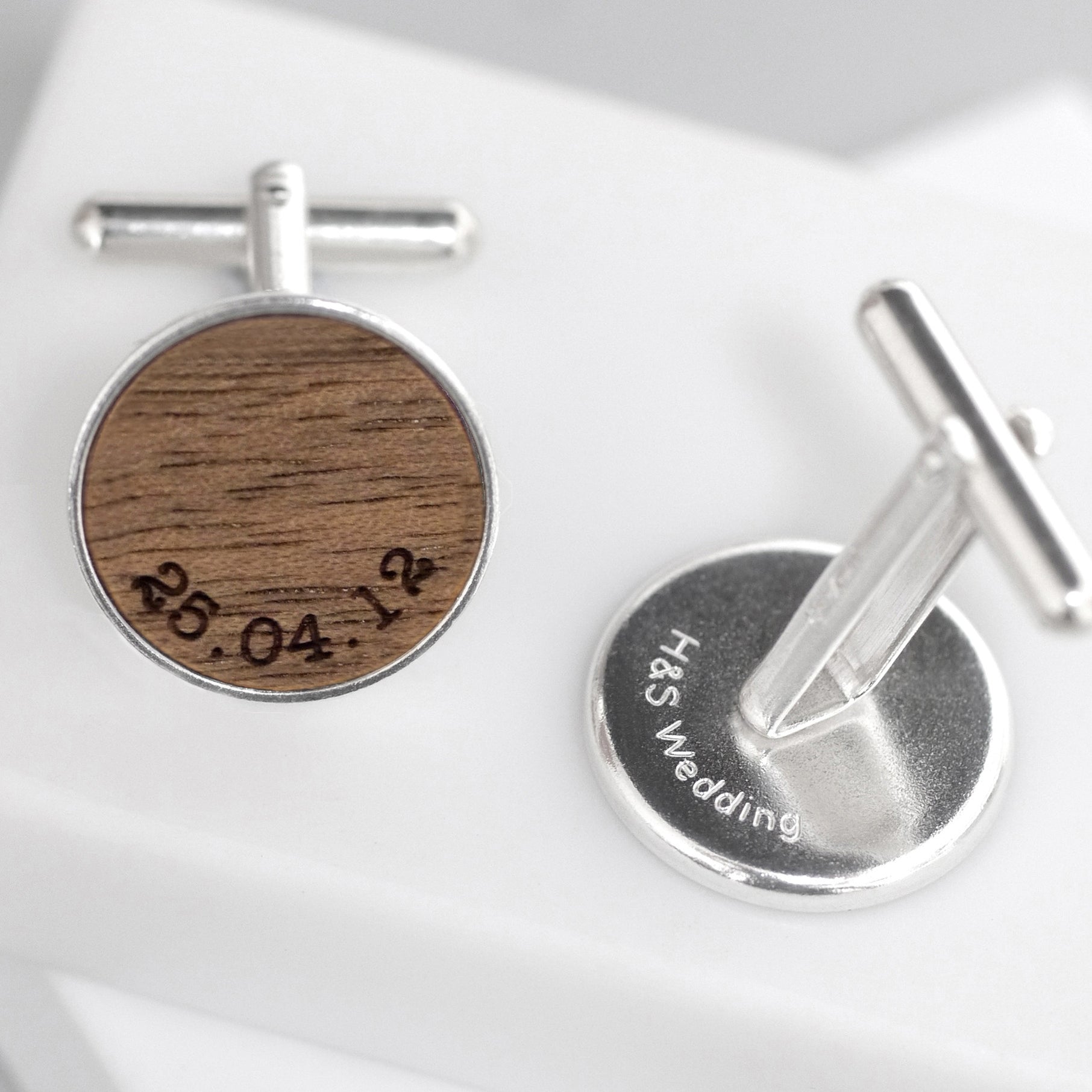 Walnut Wood Name and Date Cufflinks – Joanna Emily