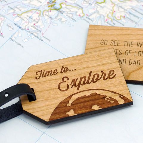 Personalised Wooden 'Explore' Luggage Tag – Joanna Emily