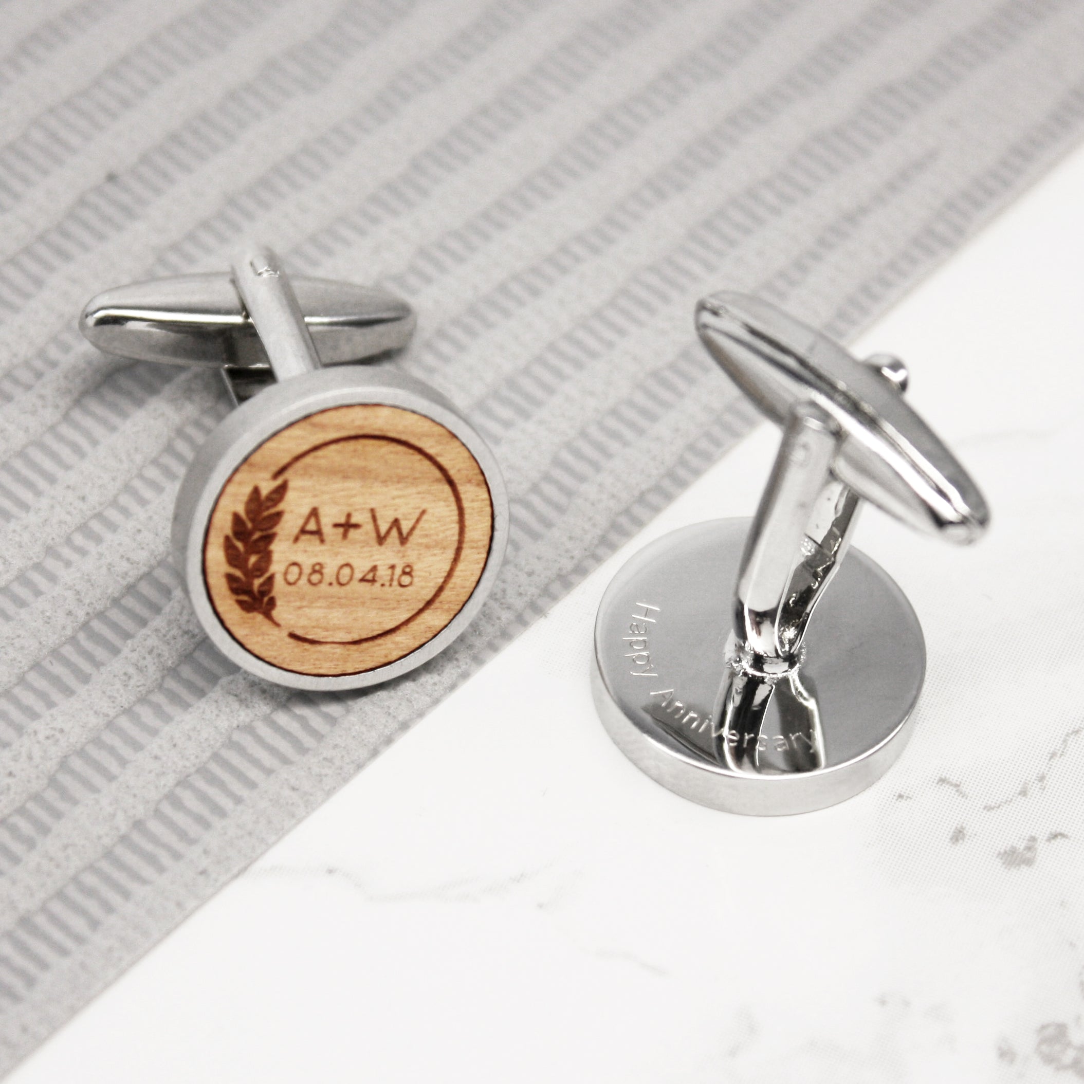 Personalised Leaf And Initials Cufflinks – Joanna Emily